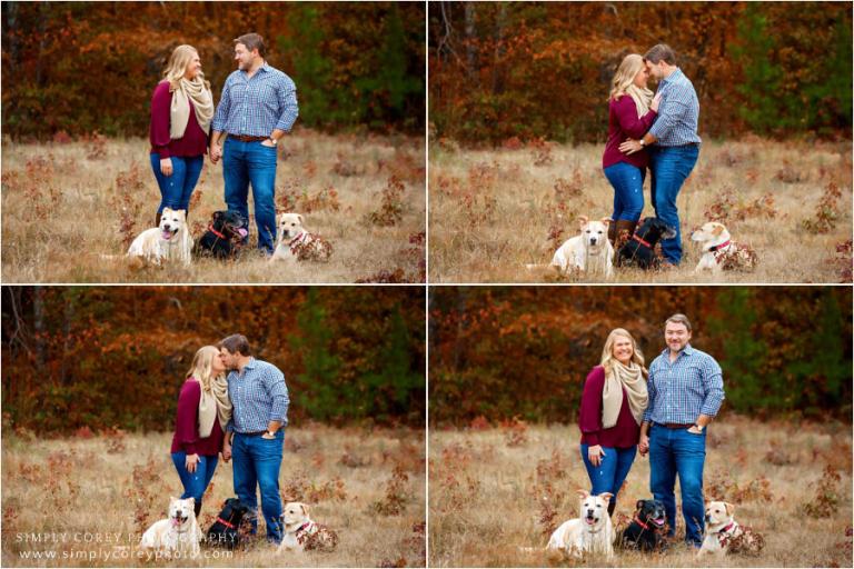 West Georgia Pet Photographer | Couple with Three Dogs | Fall Mini