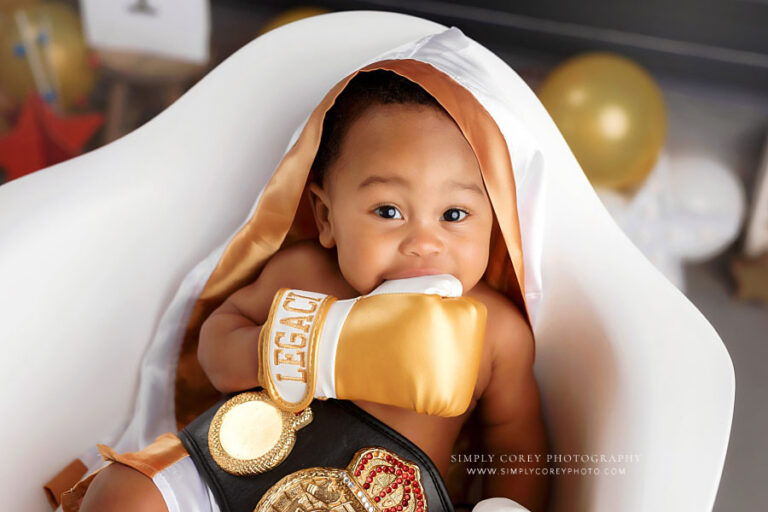 Newnan Baby Photographer | Boxing One Year Milestone Session