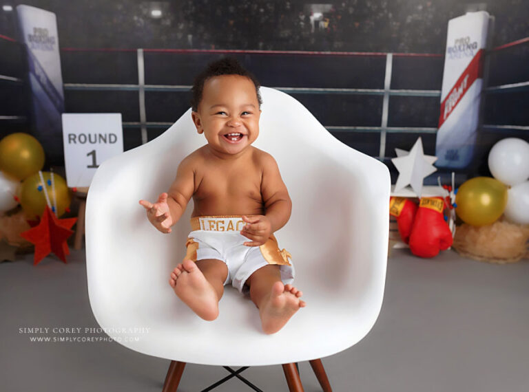 Newnan Baby Photographer | Boxing One Year Milestone Session