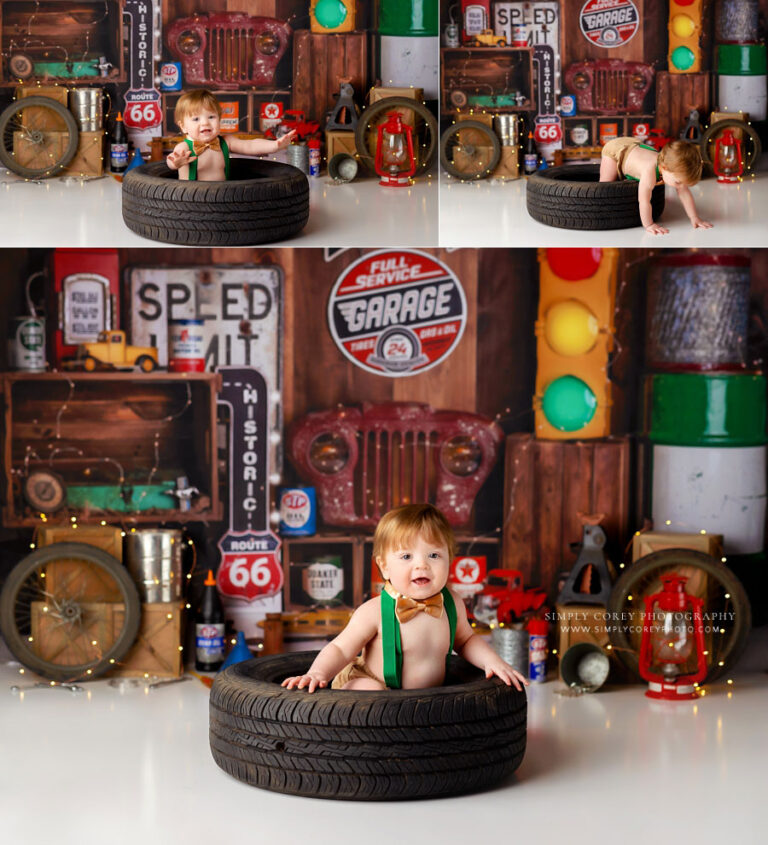 Villa Rica Cake Smash Photographer | Garage Baby Milestone Set